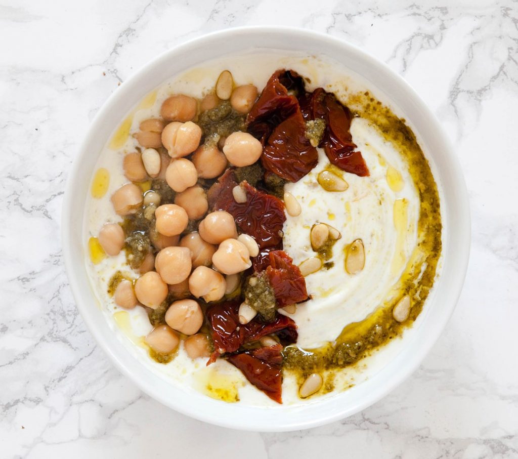 Savory Yogurt with Chickpeas and Pesto – Darinne Distribution